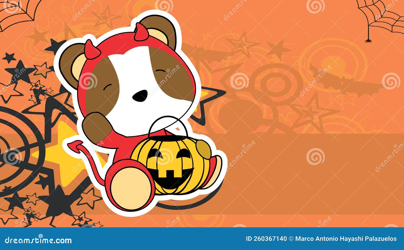 Chibi Halloween Hippo Evil Costume Character Cartoon Background ...