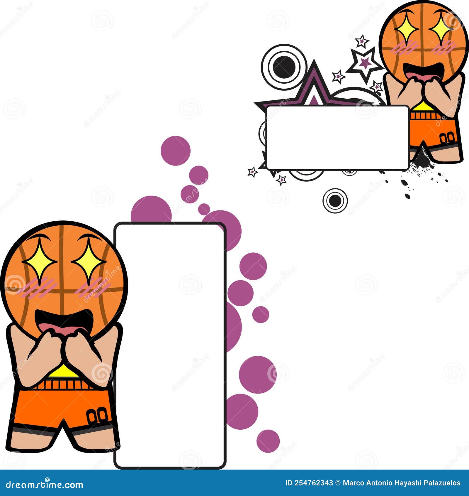 Chibi Happy Basketball Ball Head Kid Cartoon Expression Billboard Set ...