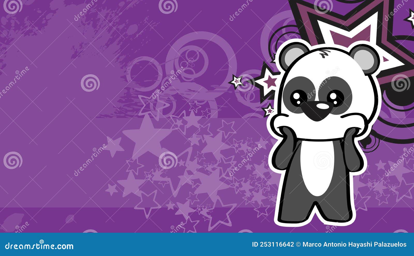 Chibi Kid Panda Bear Sticker Cartoon Backgroundt Stock Vector ...