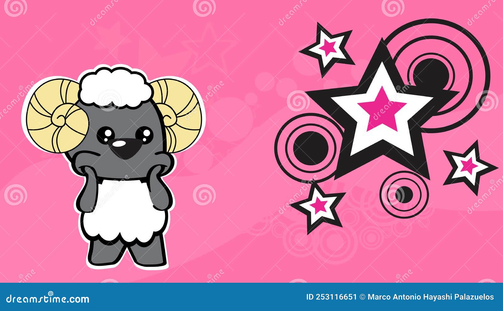 Chibi Kid Ram Cartoon Background Poster Stock Vector - Illustration of ...