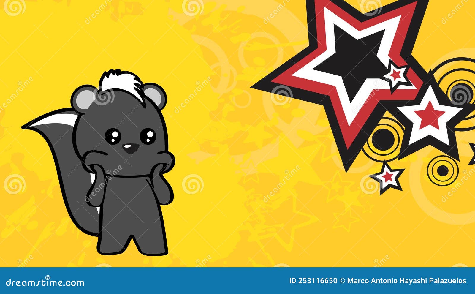 Chibi Kid Skunk Cartoon Background Stock Vector - Illustration of icon ...