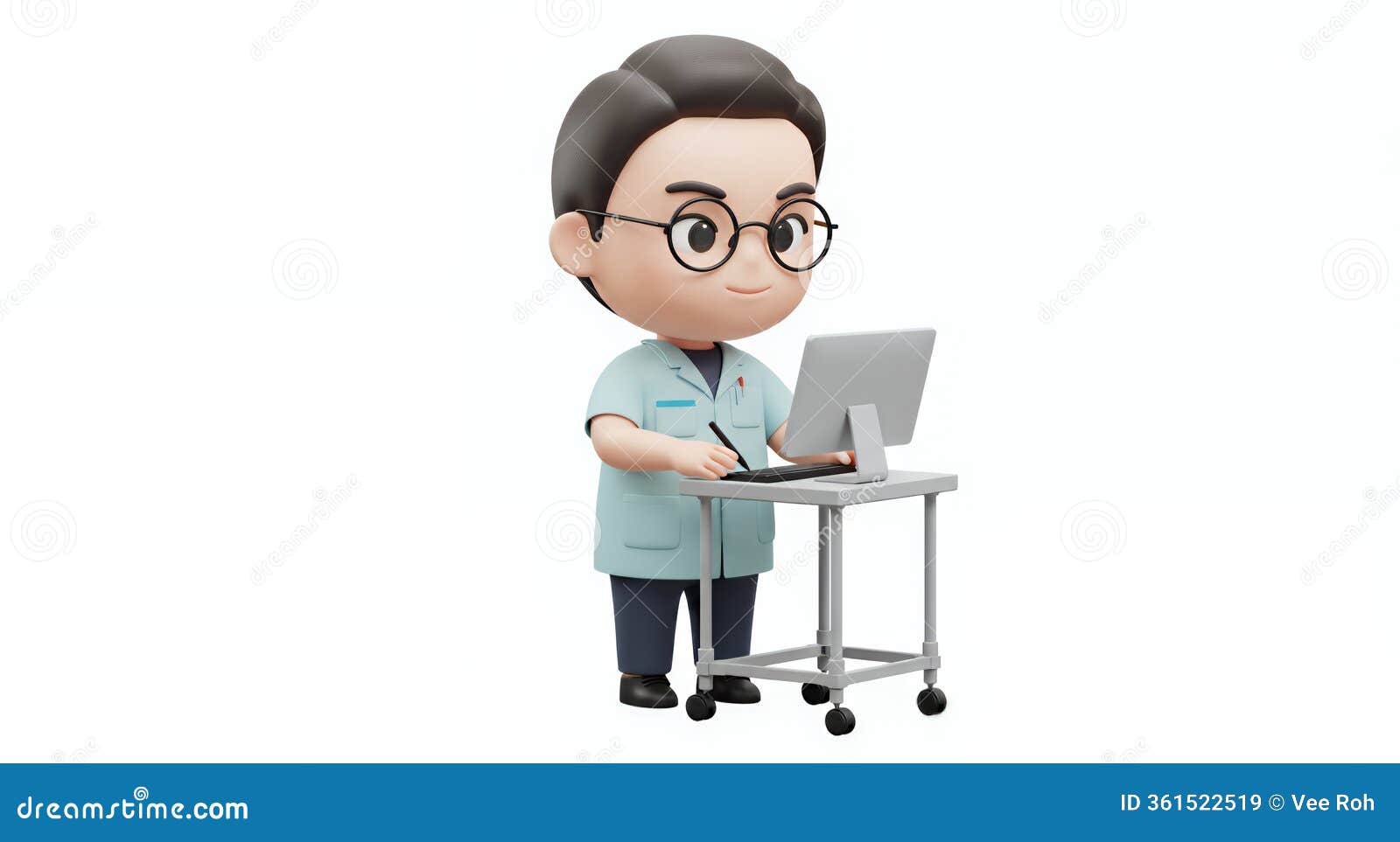 Chibi Korean Radiologic Technologist 3D Render: Friendly Cartoon ...