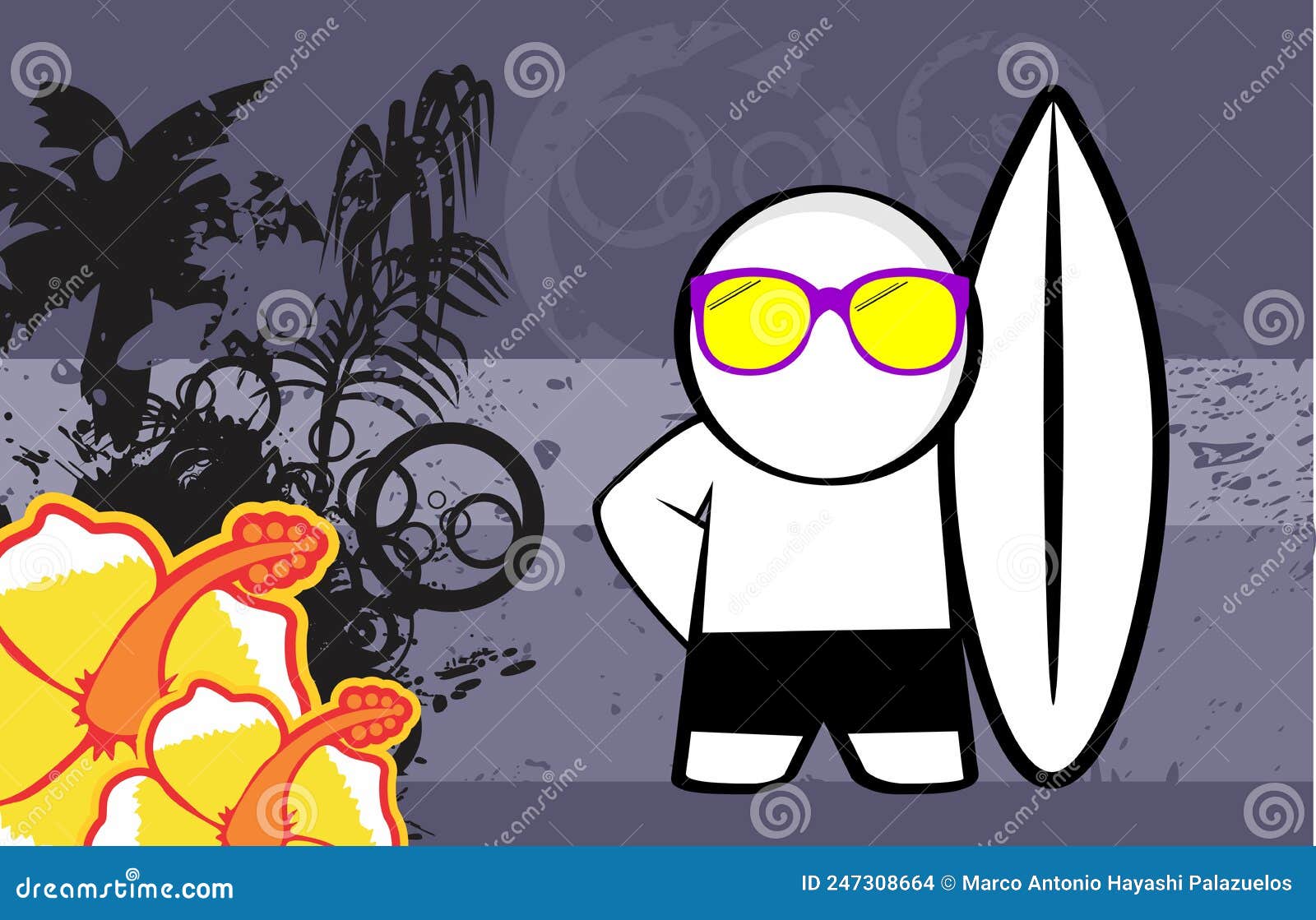 Chibi Pictogram Boy Cartoon Tropical Background Illustration ...