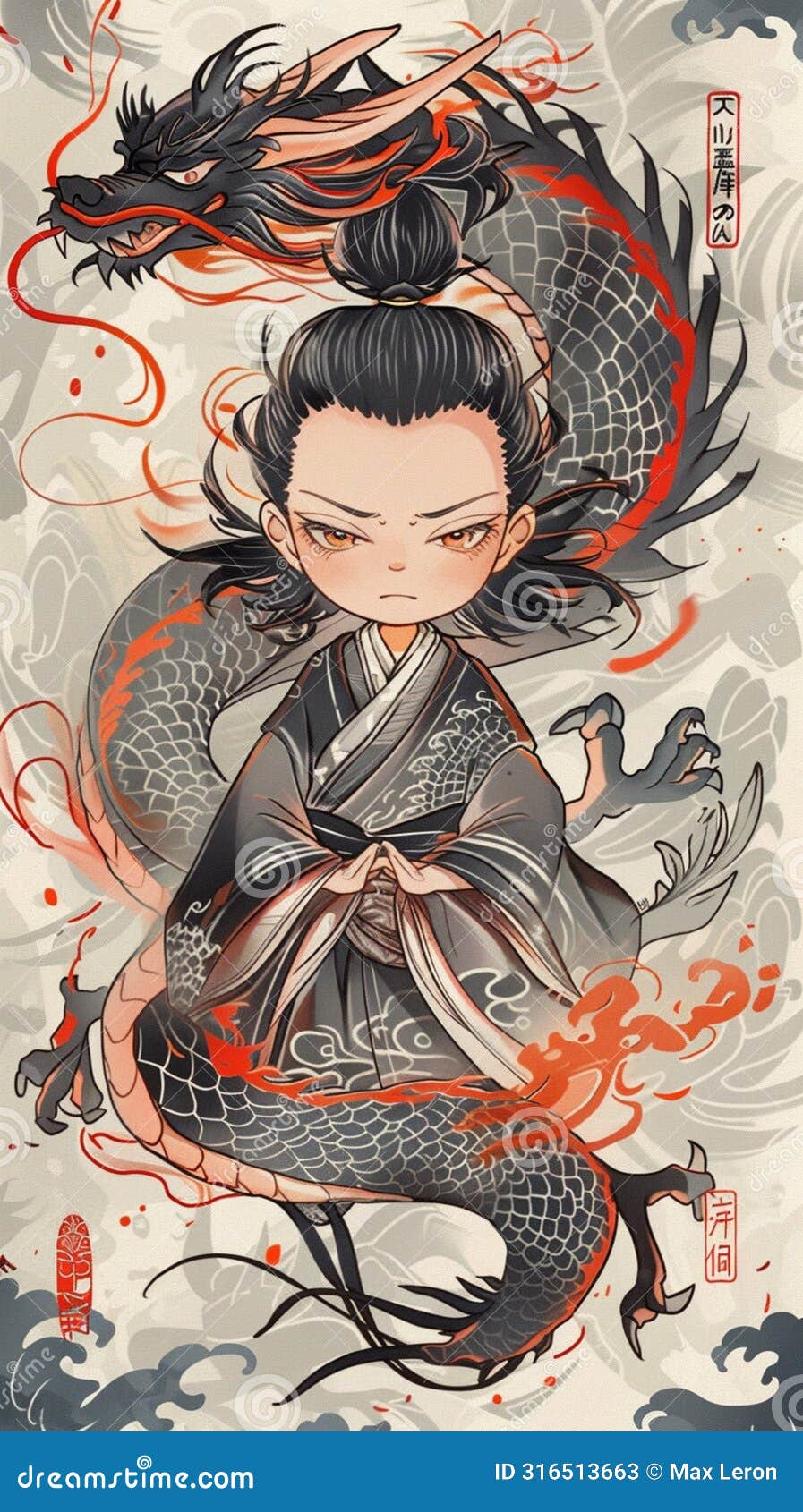 Chibi Sege Dragon Style Yakuza Background Stock Image | CartoonDealer ...