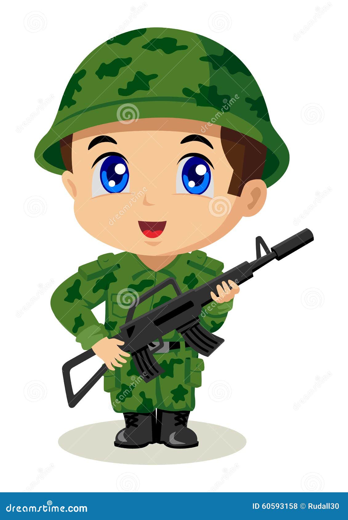 Military Chibi Boy Character, Archer. Vector Illustration ...