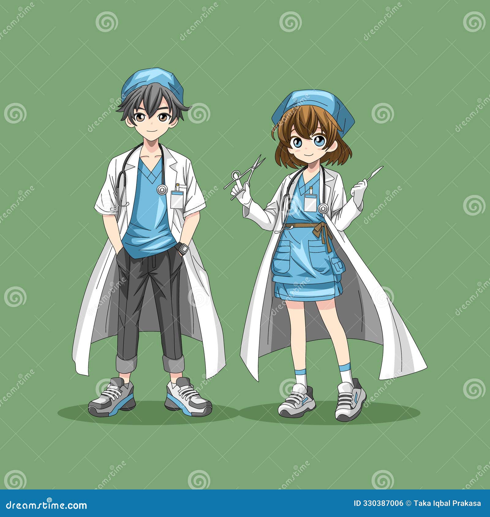 Chibi Style Boy And Girl Surgeon Vector Illustration | CartoonDealer ...