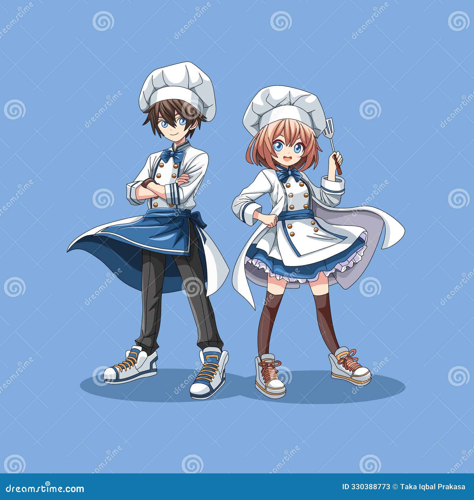 Chibi Style Male and Female Chef Stock Vector - Illustration of little ...