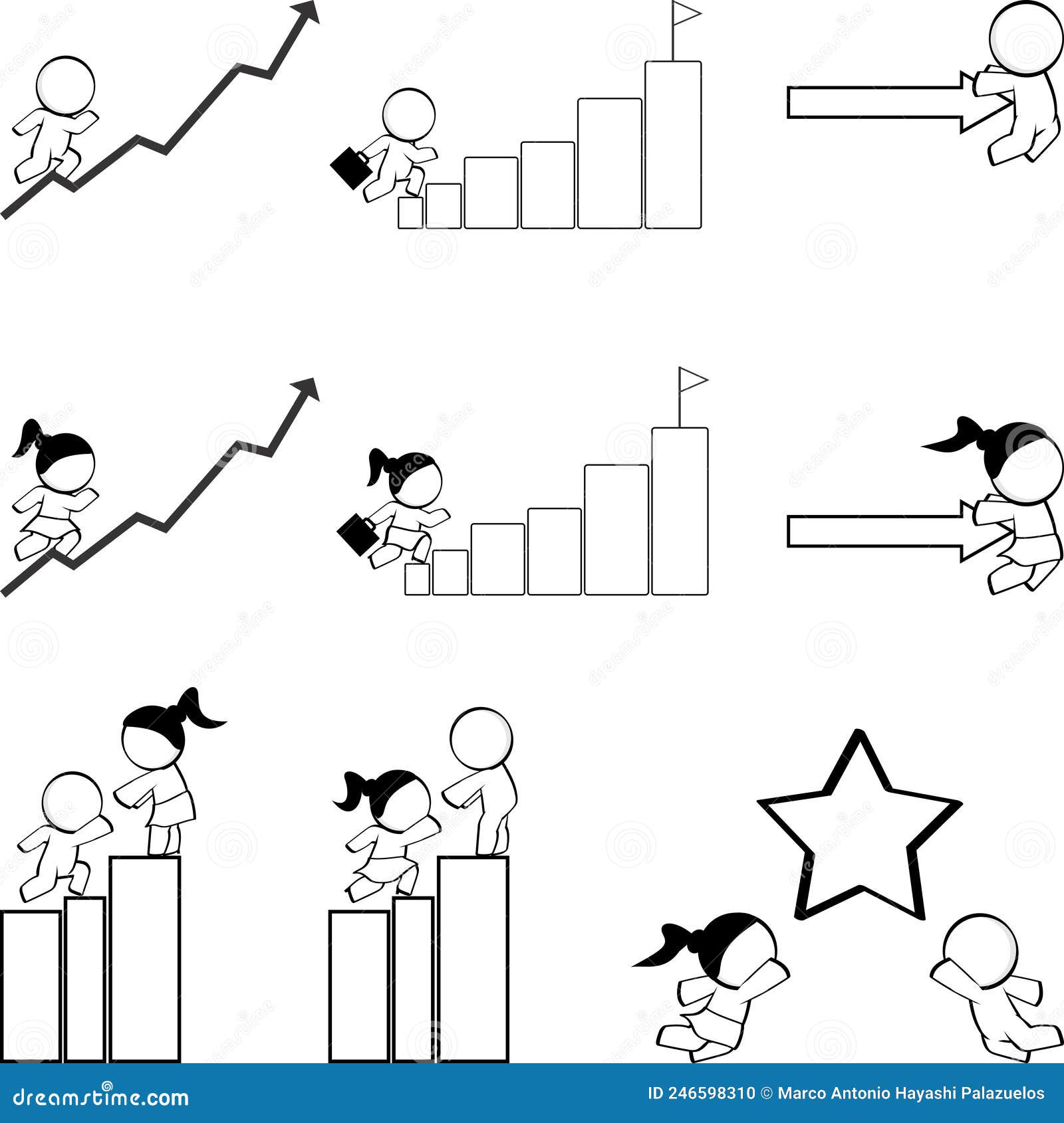 Chibi Team Work Pictograms Cartoon Set Pack Collection Stock Vector ...