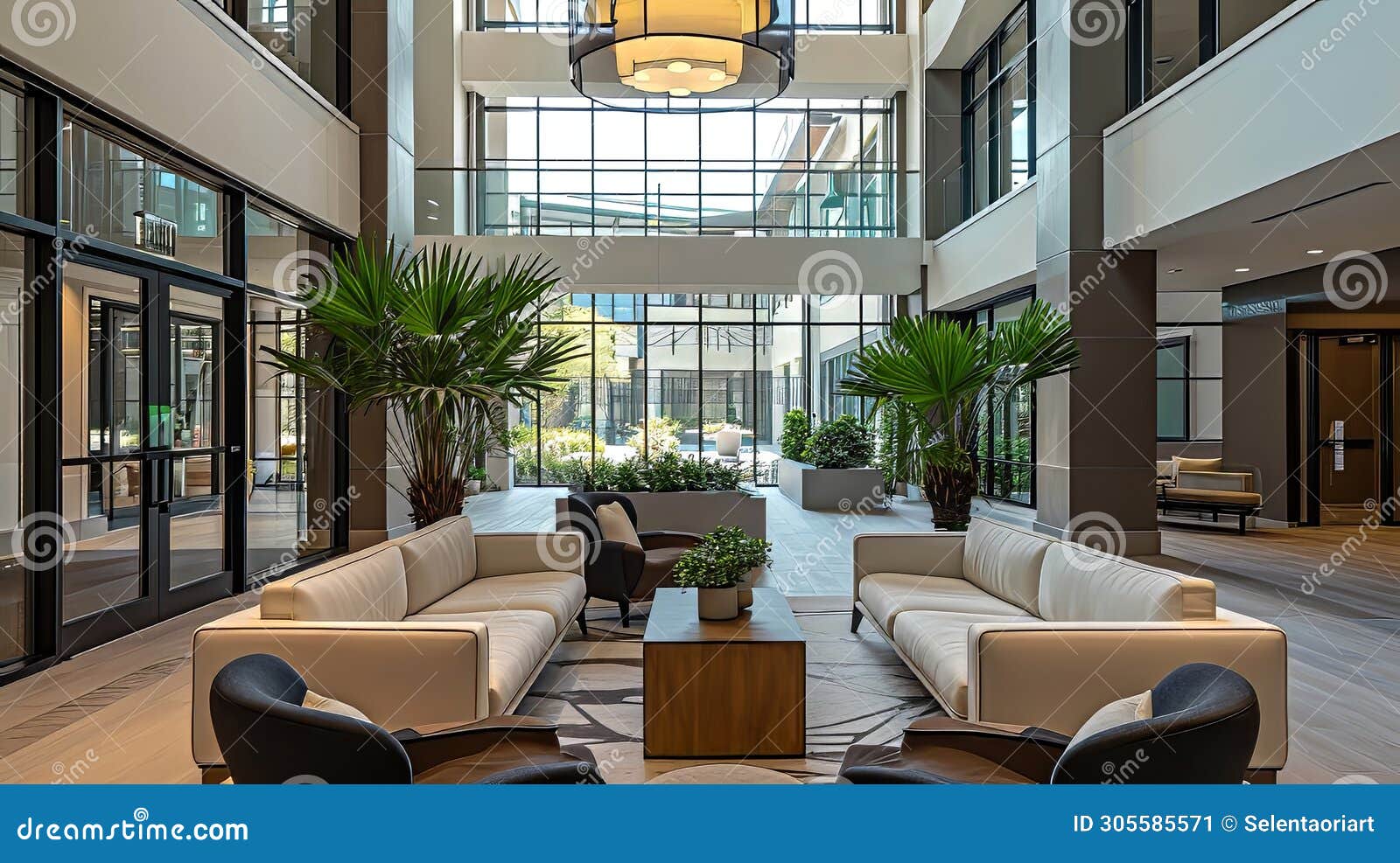 Chic Atrium Design stock illustration. Illustration of highend - 305585571