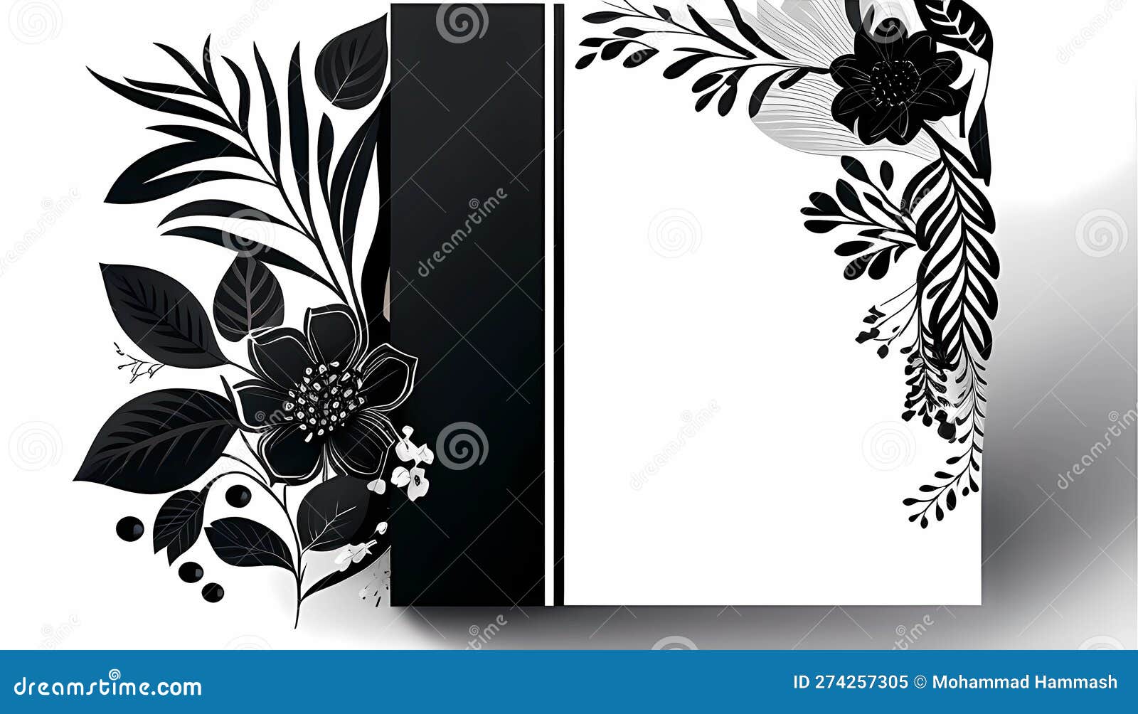 Chic Black and White Flora, Made with Generative AI Stock Illustration - Illustration of ...