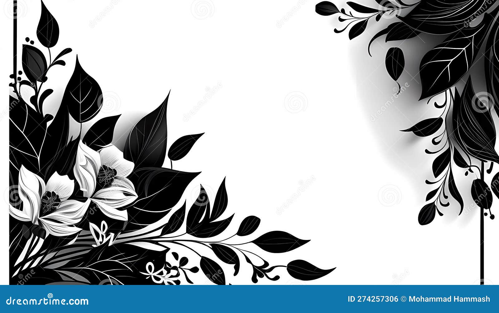 Chic Black and White Flora, Made with Generative AI Stock Illustration - Illustration of ...