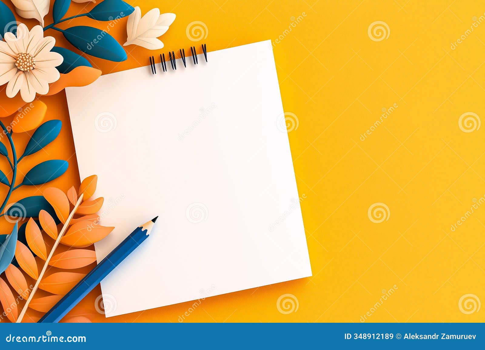 Chic Blank Documents Framed by Vibrant Leaves and Flowers on a Bright ...