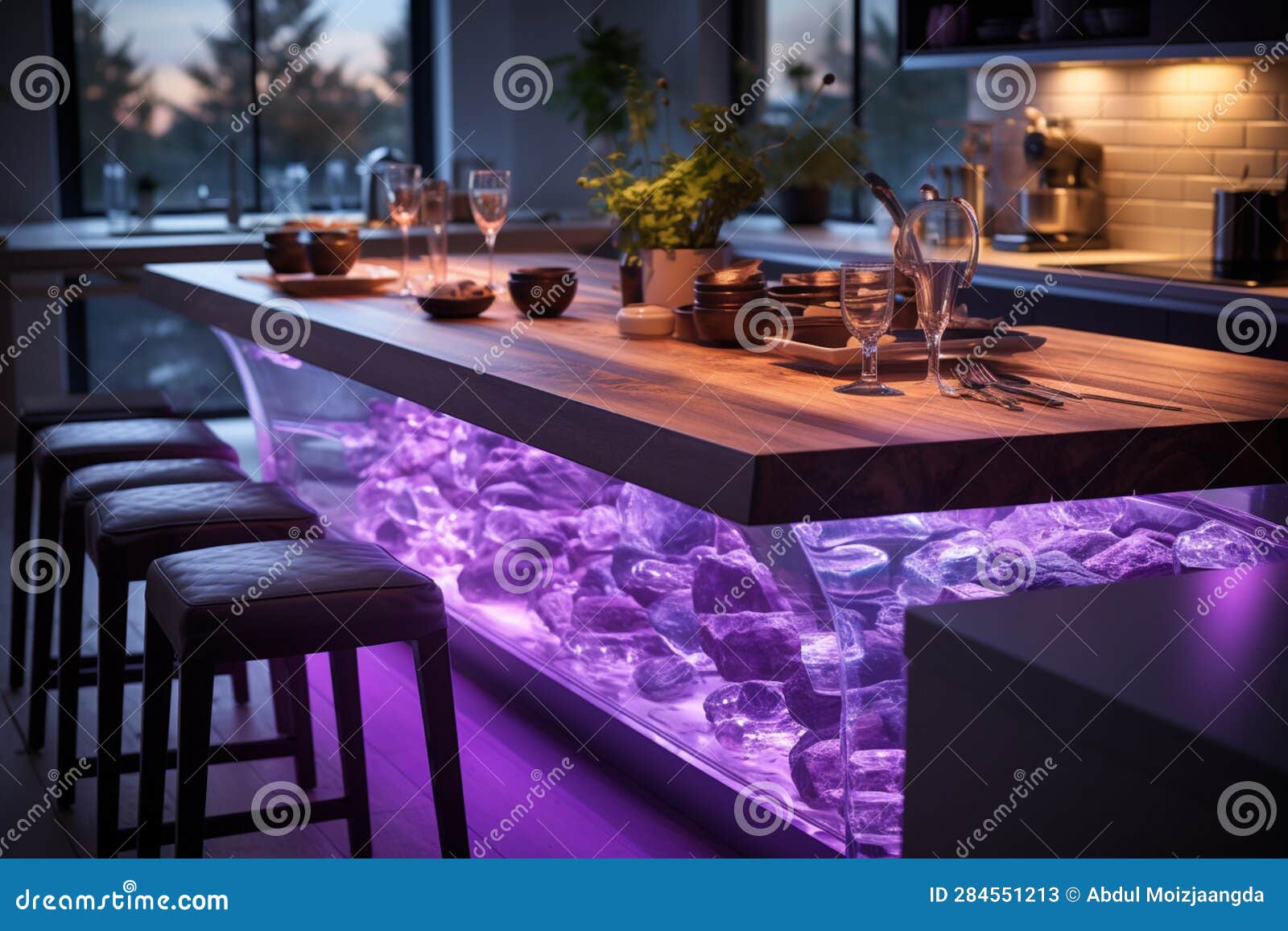 Chic and Bold Kitchen Design Enhanced by the Mesmerizing Purple LED ...