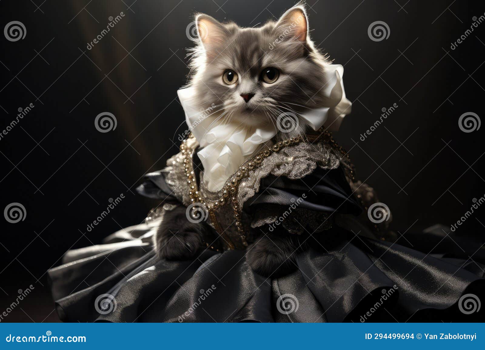 Chic Cat in a Glamorous Evening Gown, Exuding Elegance Stock ...