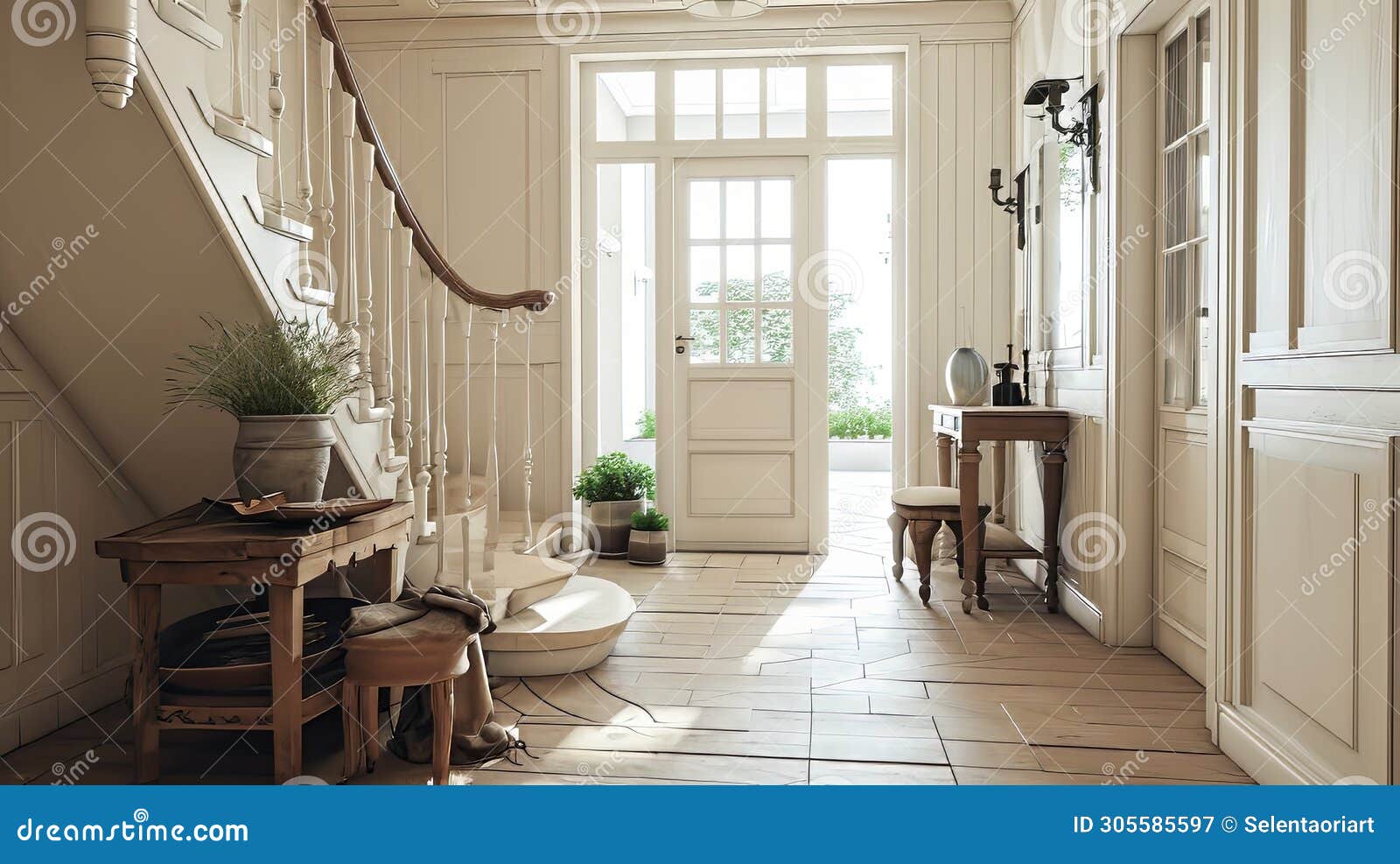 Chic Entrance Hall Ambiance Stock Illustration - Illustration of modern ...