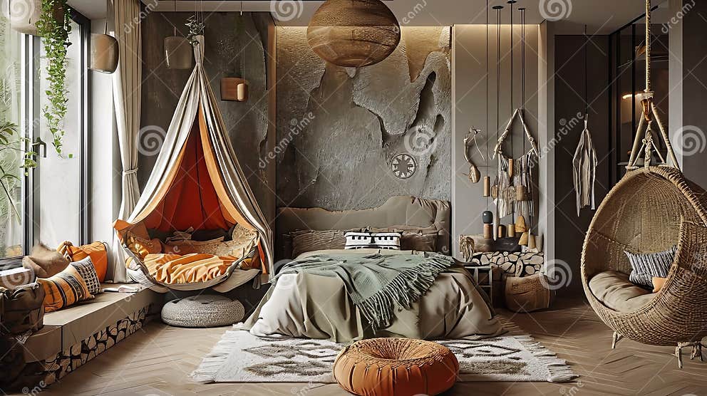 Chic Explorer Room Concept stock illustration. Illustration of themed ...