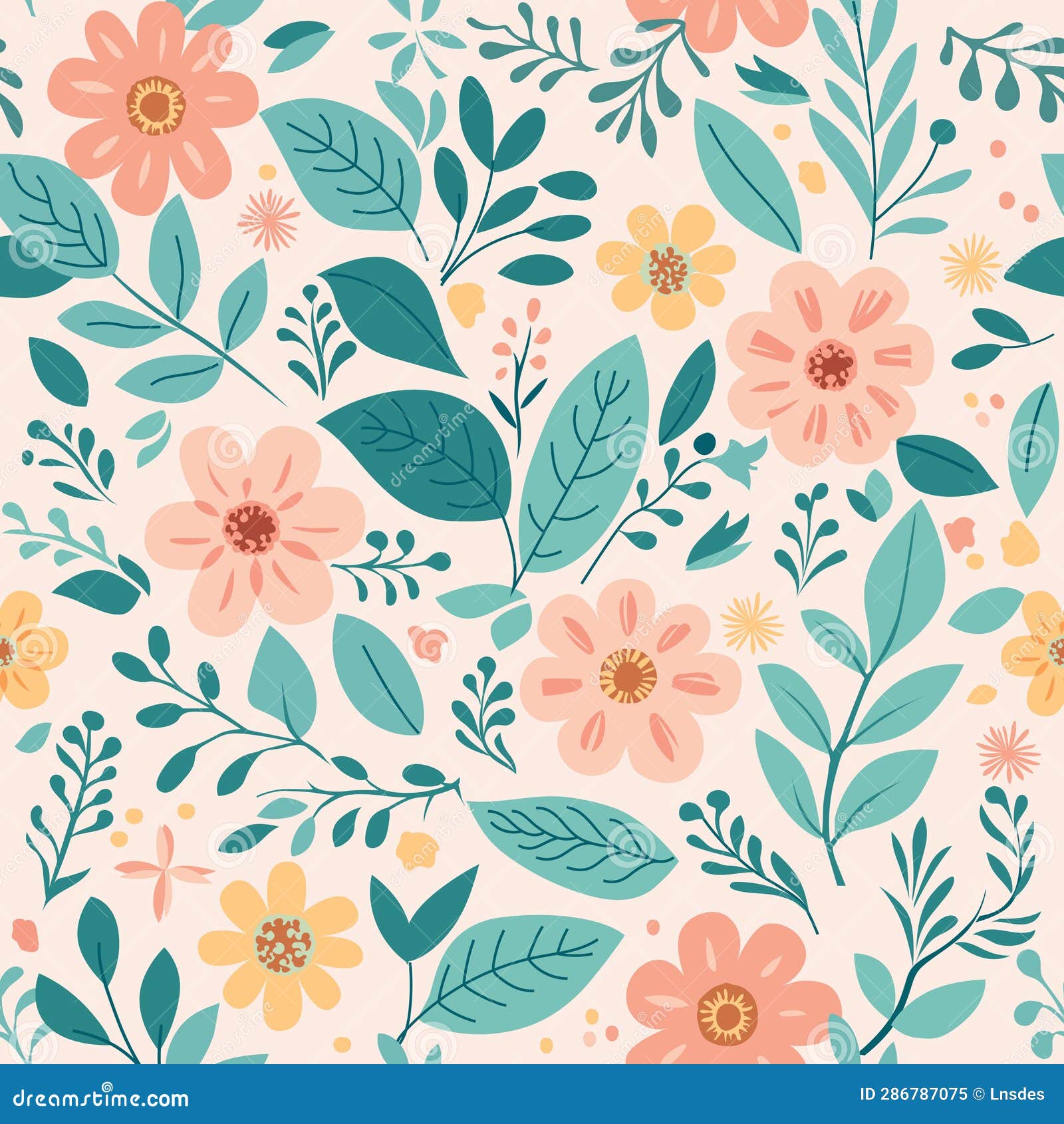 Chic Floral Seamless Vectors in Pastels. Ideal for Paper, Fabric, Decor ...