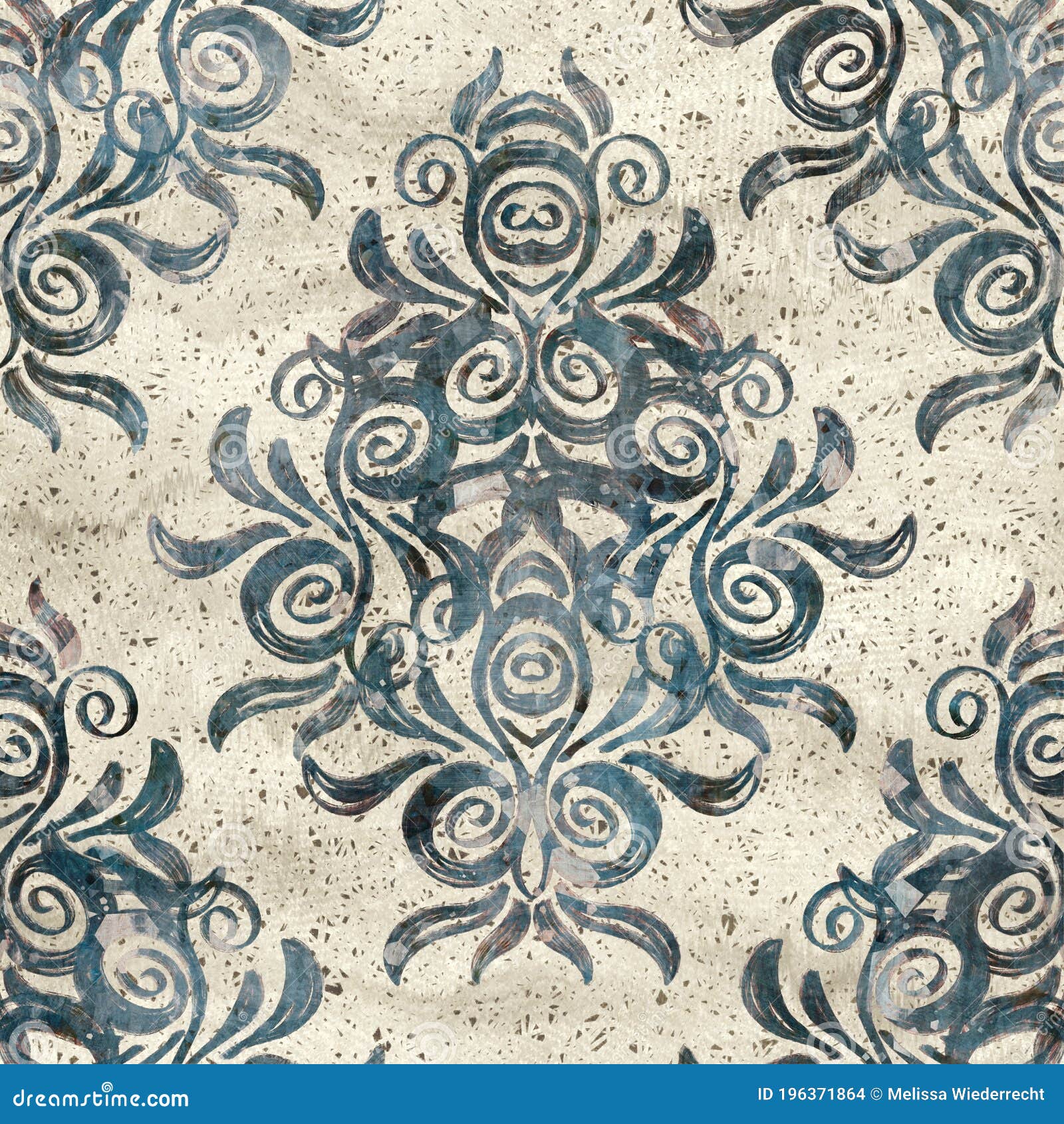 Chic Formal Grungy Damask Texture Seamless Pattern Stock Illustration ...