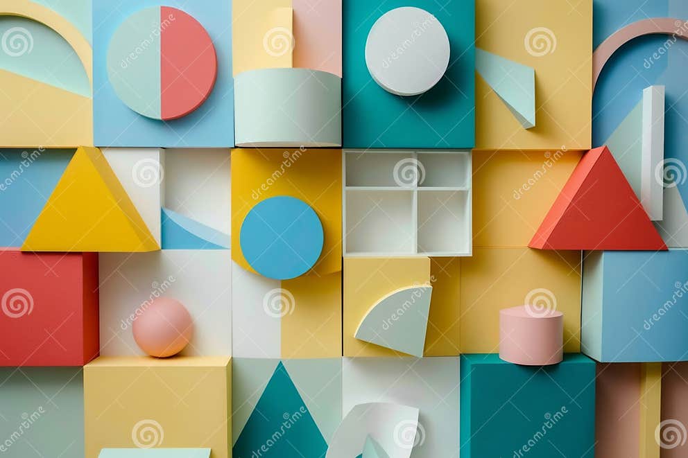 Chic Minimalist Geometry: Circles, Triangles, Squares with Solid Colors ...