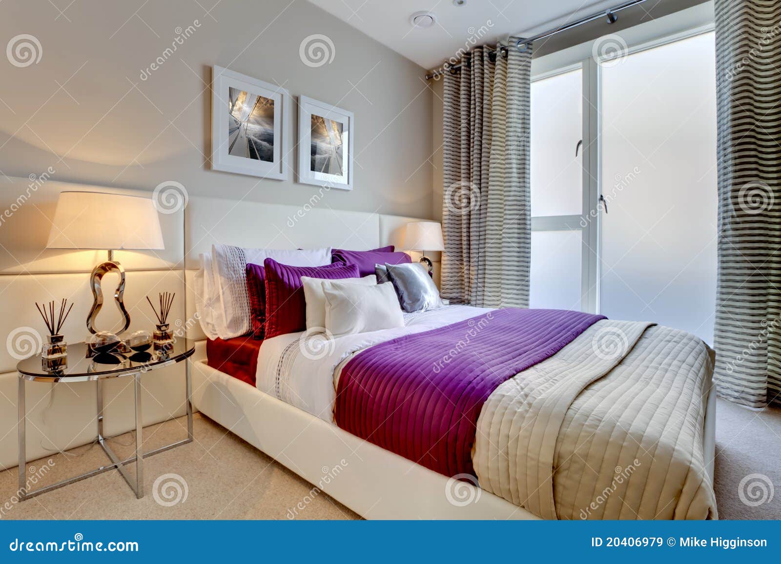 Chic modern bedroom stock image. Image of cushion, stylish - 20406979