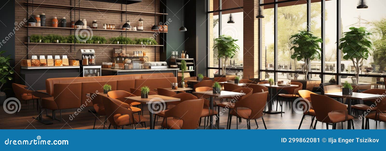 Chic Modern Cafe Restaurant with Minimalist Design and Spacious Layout ...