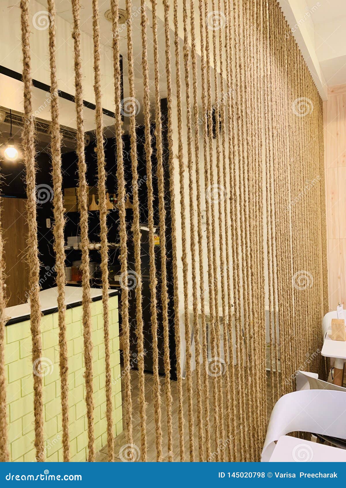 Chic Room, Dividing the Room with Rope,decorate the Stock Photo - Image ...