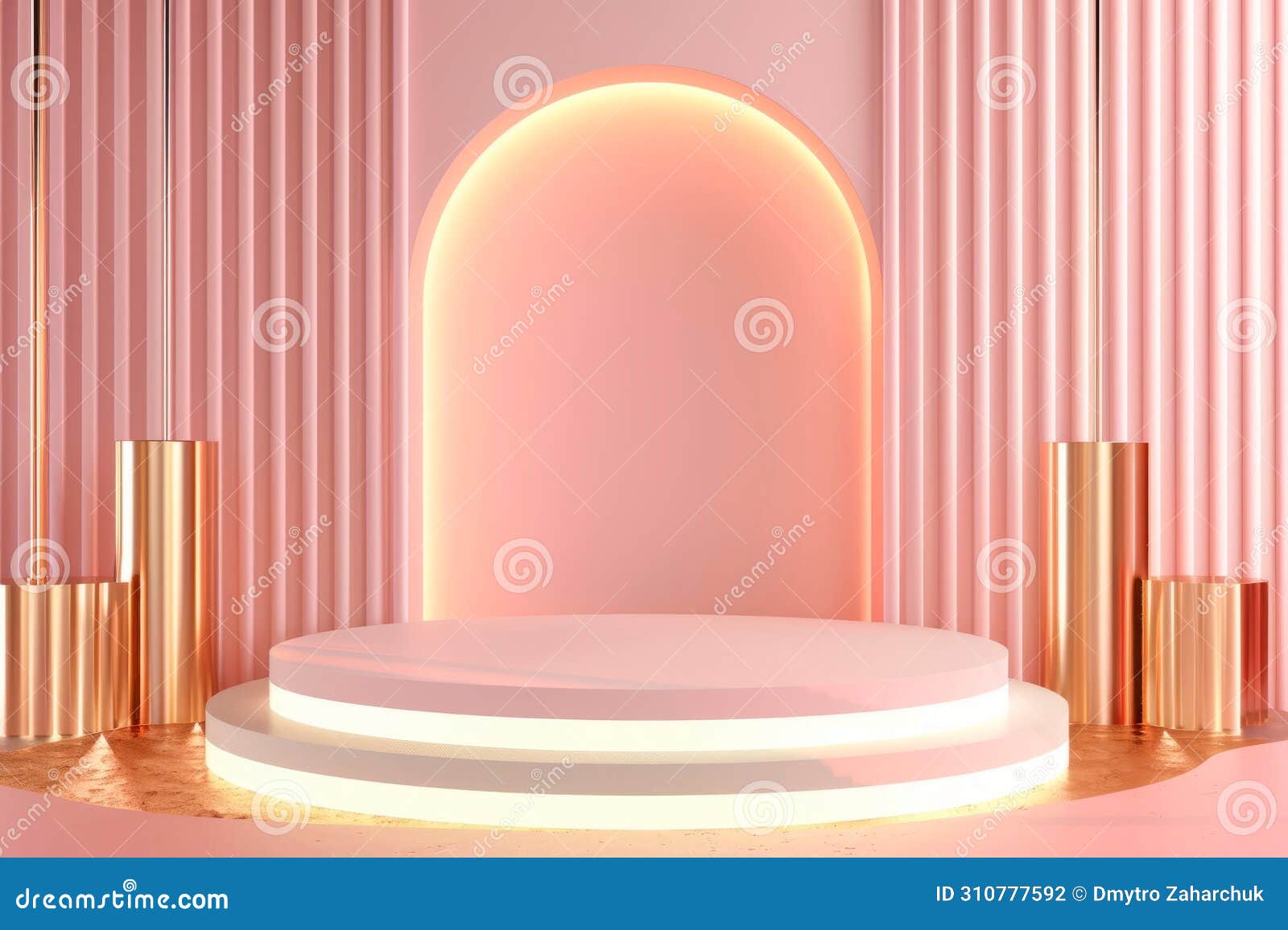 A Chic Runway Backdrop with Gold Line Accents and a Lit Stage Platform ...