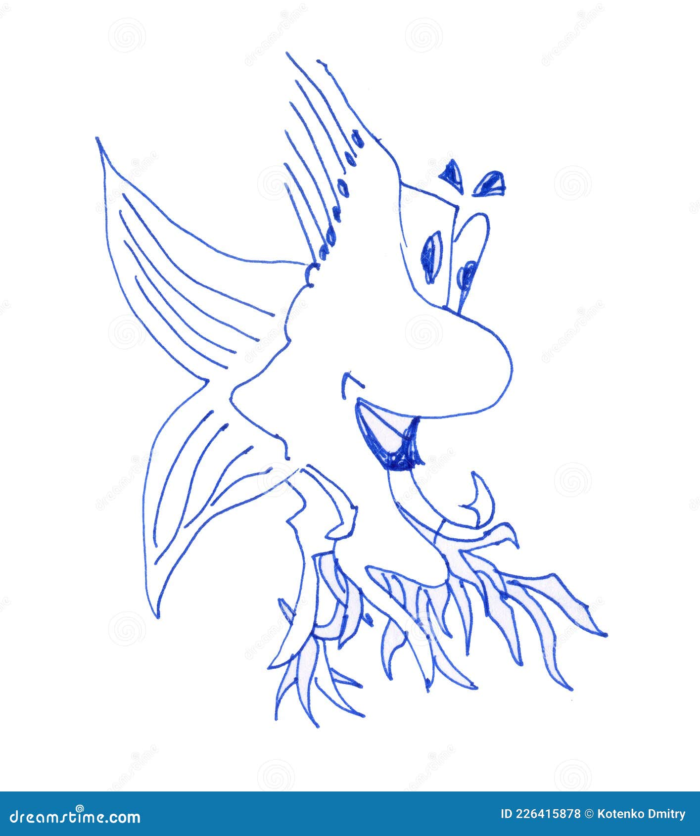 Funny Fish in Cartoon Style. Ink Drawing. Stock Illustration ...