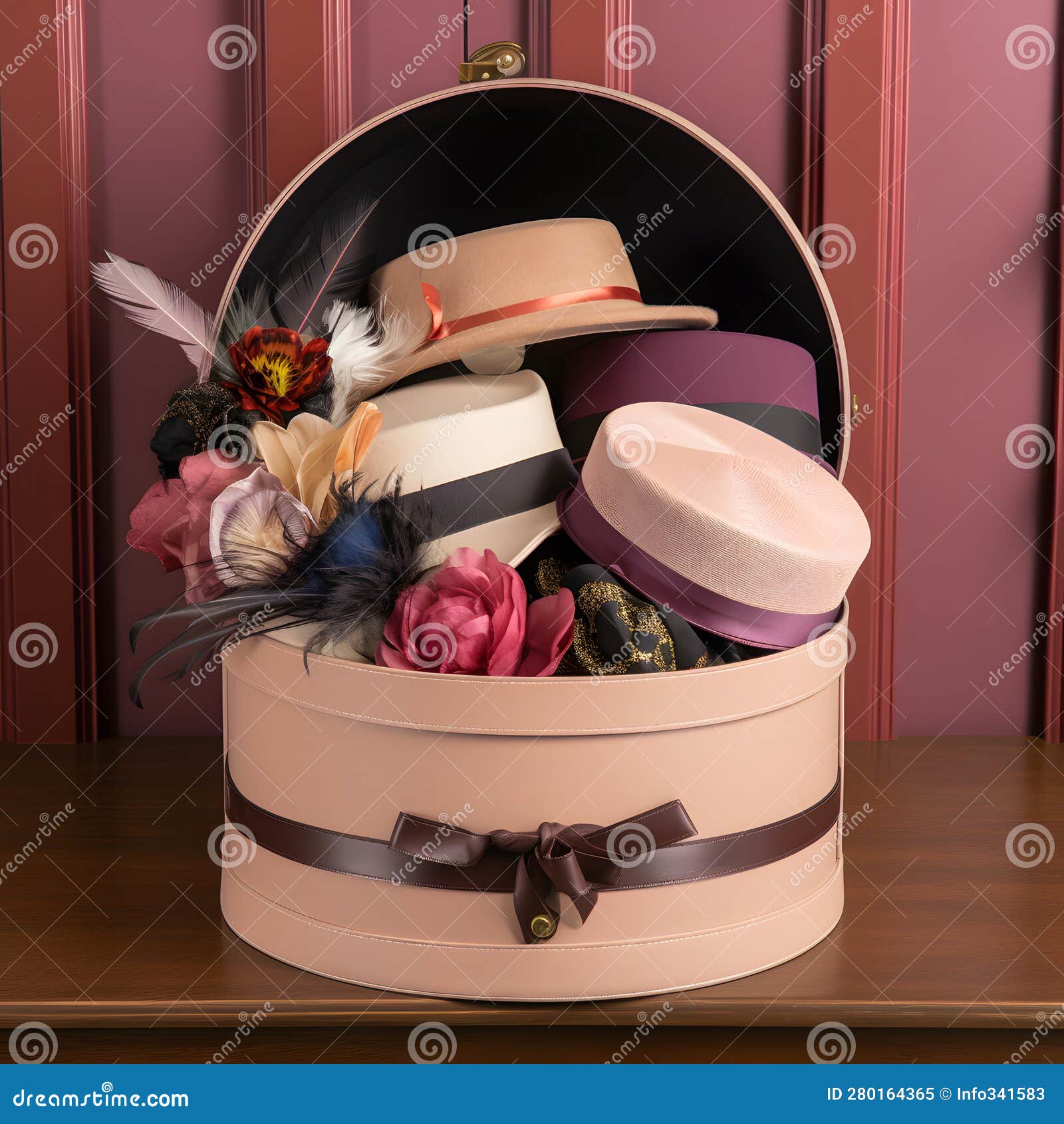 Chic and Stylish Hat Box Filled with Designer Hats and Fa Generative AI ...