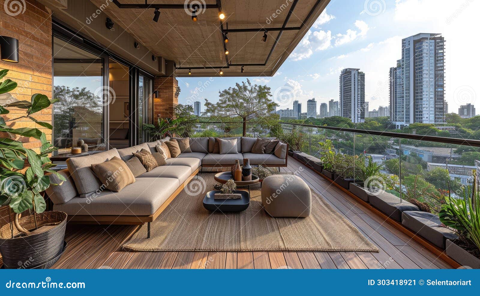 Chic Urban Balcony Concept stock illustration. Illustration of ...