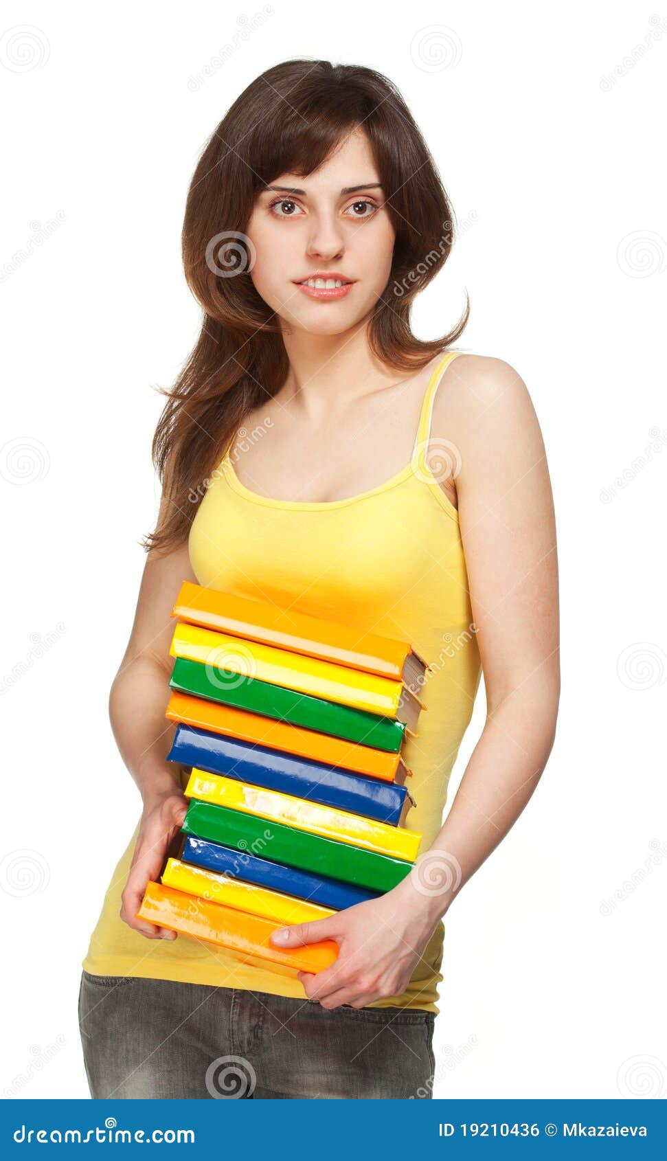 Chica joven con los libros foto de archivo. Imagen de sonriente - 19210436