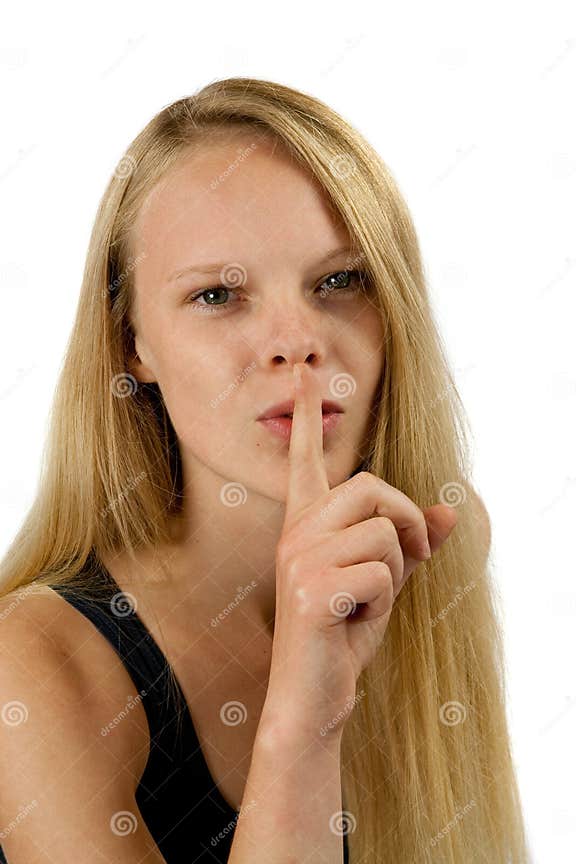 Chica Joven Que Hace Gesto Del Silencio Imagen De Archivo Imagen De