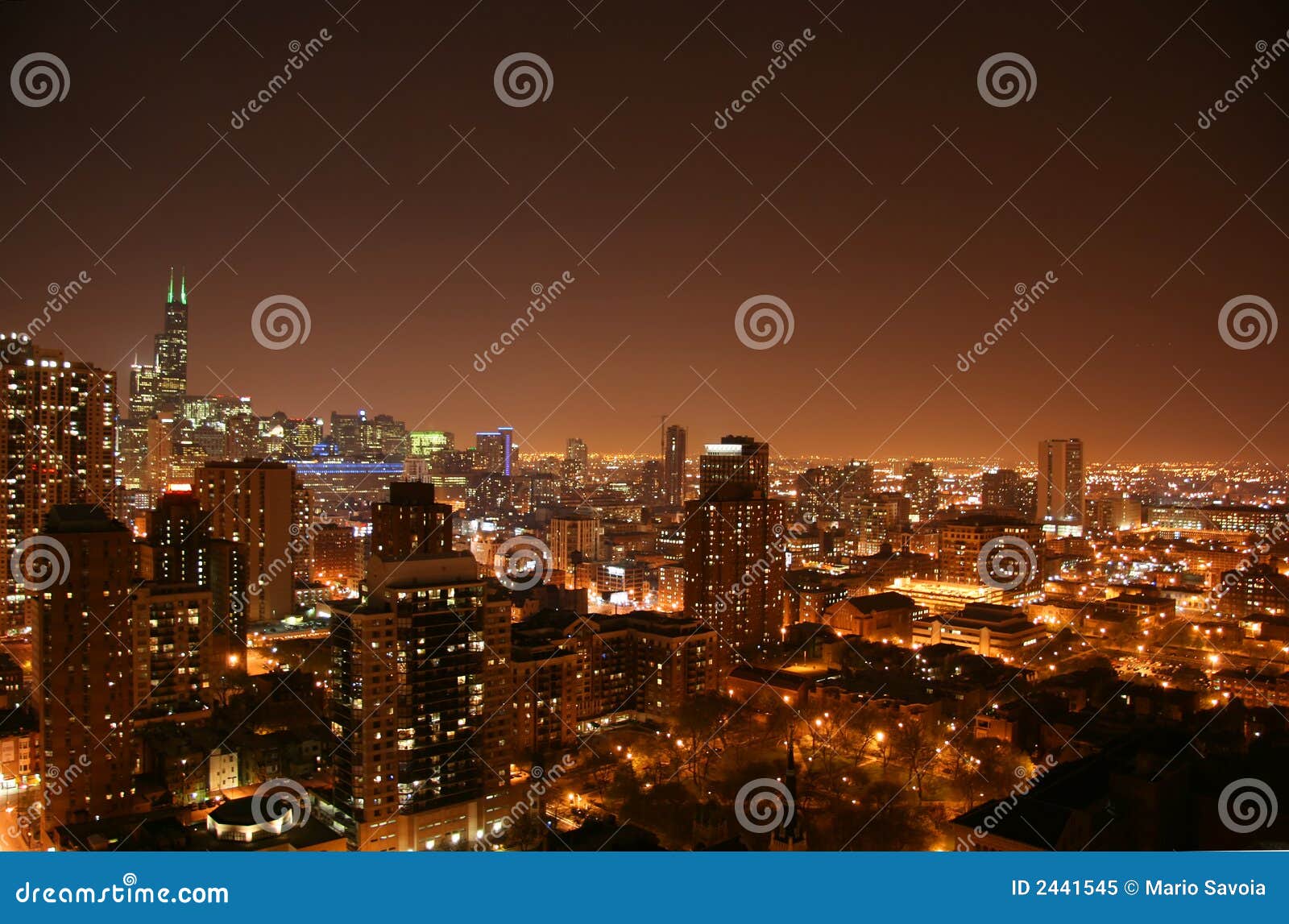 Chicago aerial night view stock image. Image of aerial - 2441545