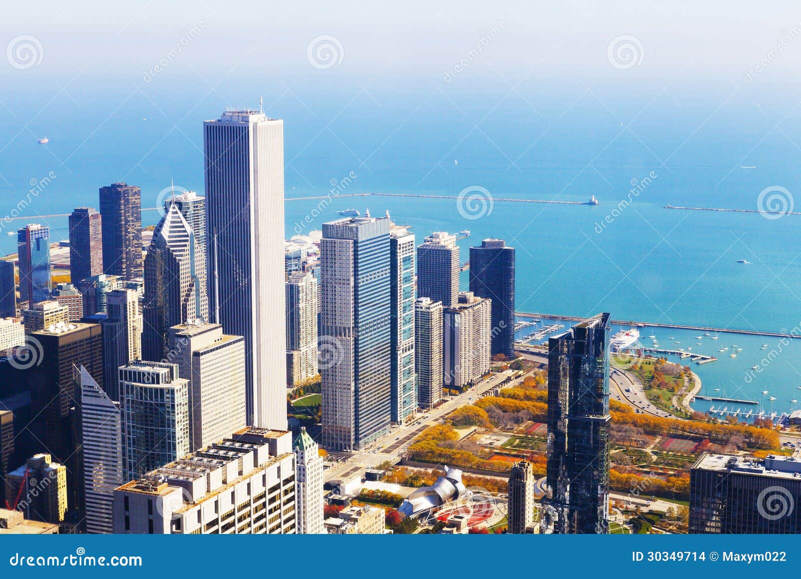 Chicago aerial view stock photo. Image of blue, cityscape - 30349714