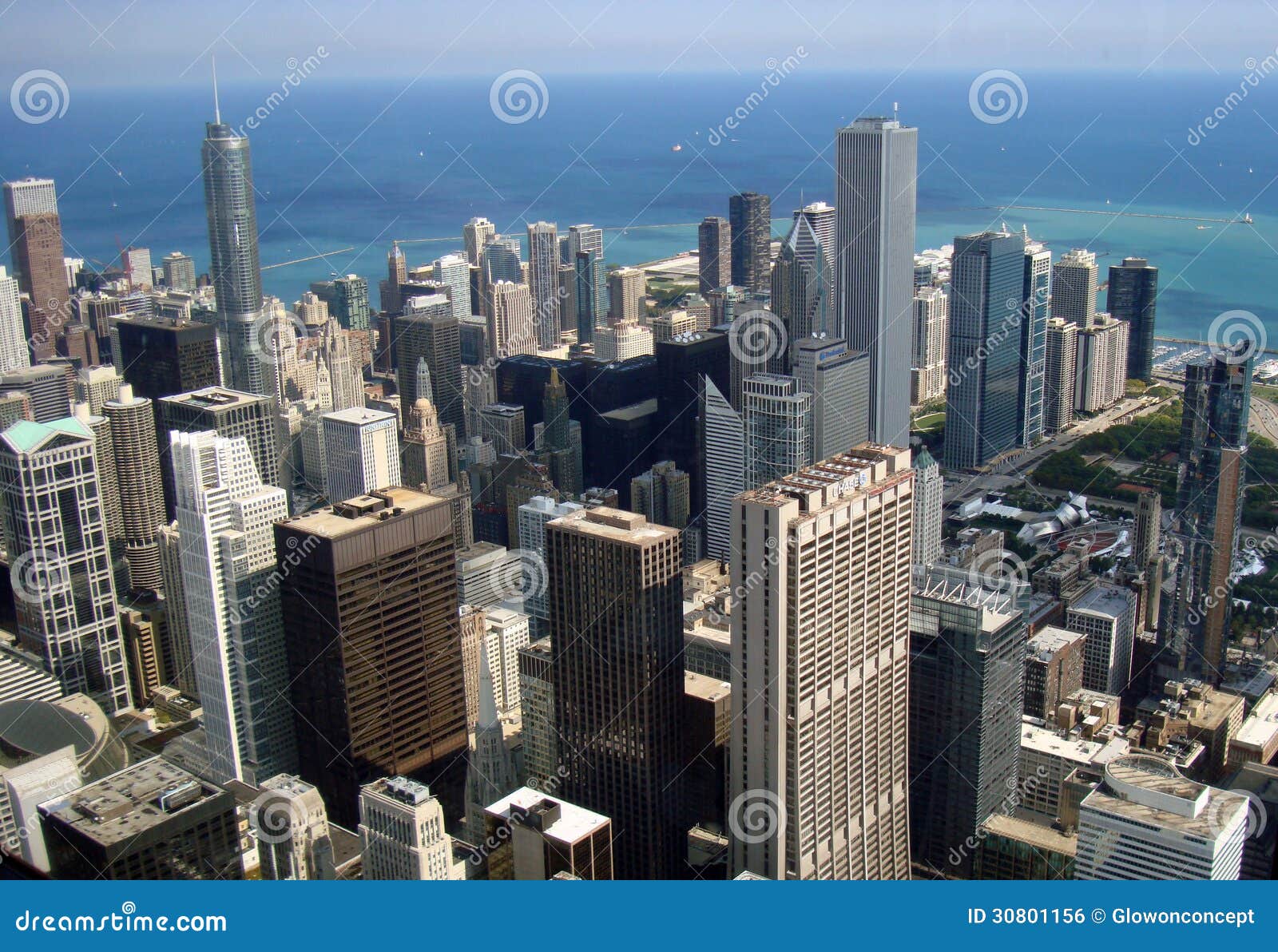 Chicago Ariel View with Seascape Editorial Photo - Image of deco ...