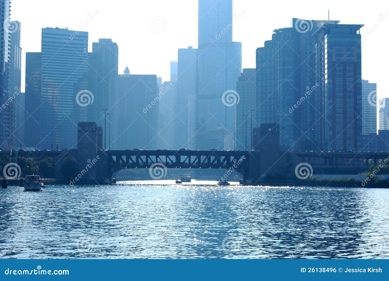 Chicago Bascule Bridge Over the River Stock Photo - Image of blue ...