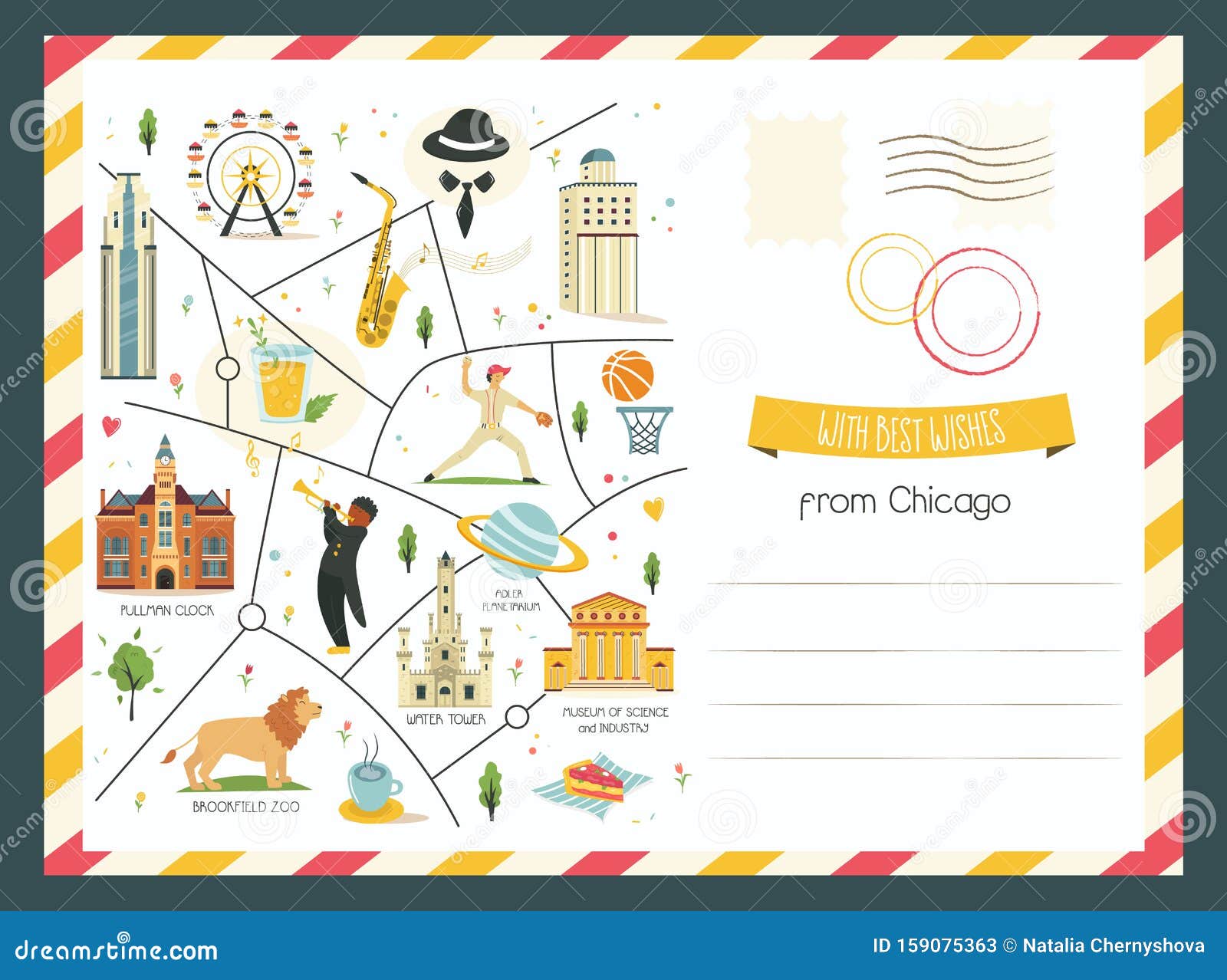 Chicago Landmarks Skyline. Vector Illustration | CartoonDealer.com ...
