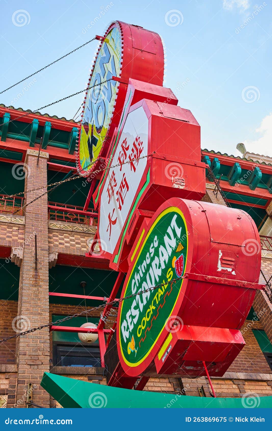 Chicago Chinatown Stack of Three Signs on Building Facade Editorial ...