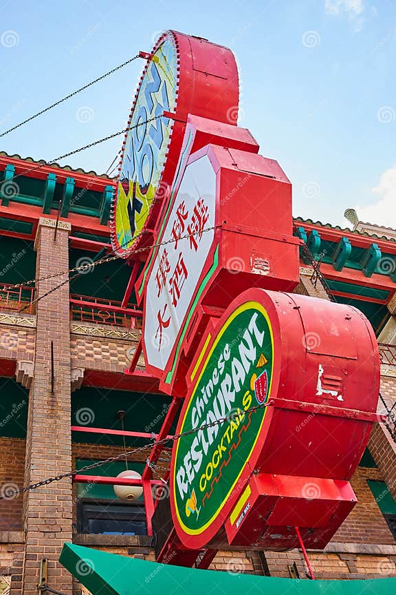 Chicago Chinatown Stack of Three Signs on Building Facade Editorial ...