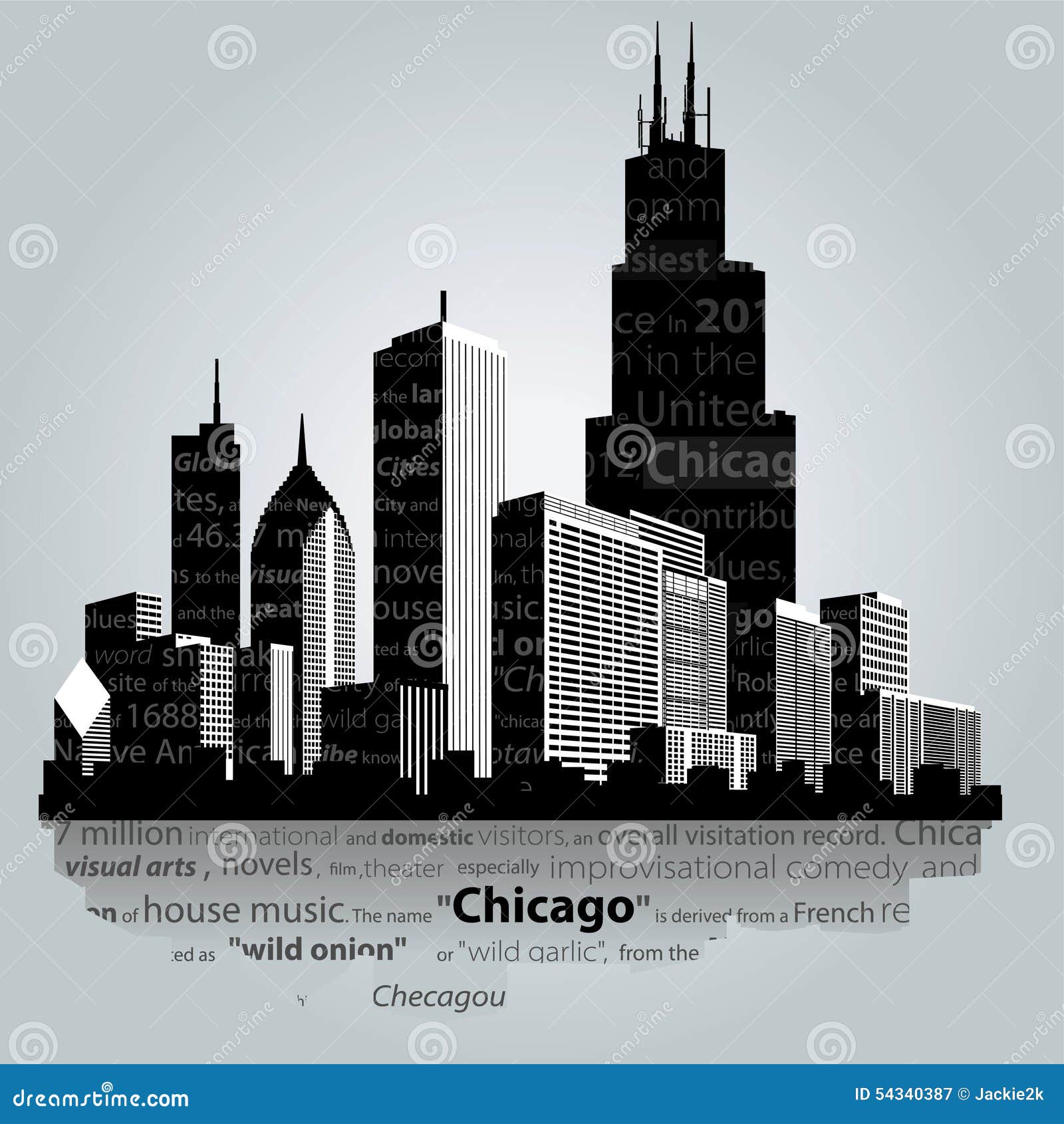 Chicago City Skyline Horizontal Banner. Cartoon Vector | CartoonDealer ...