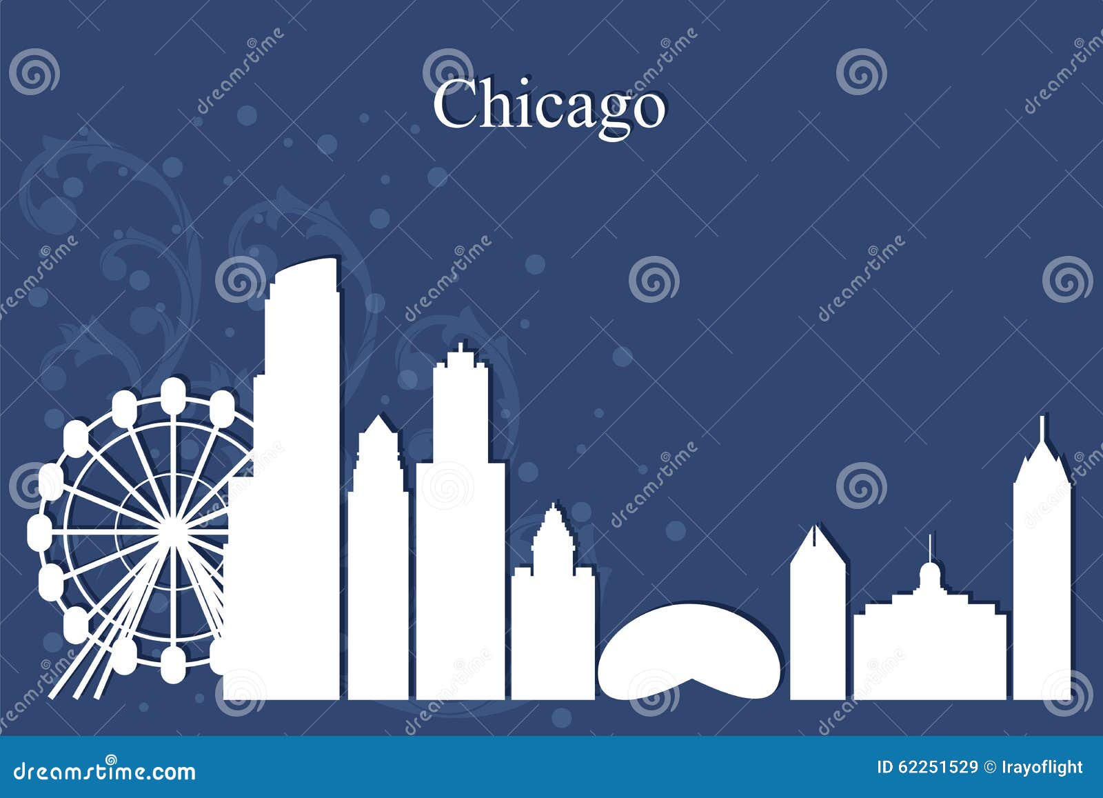 Chicago City Skyline Silhouette on Blue Background Stock Vector ...