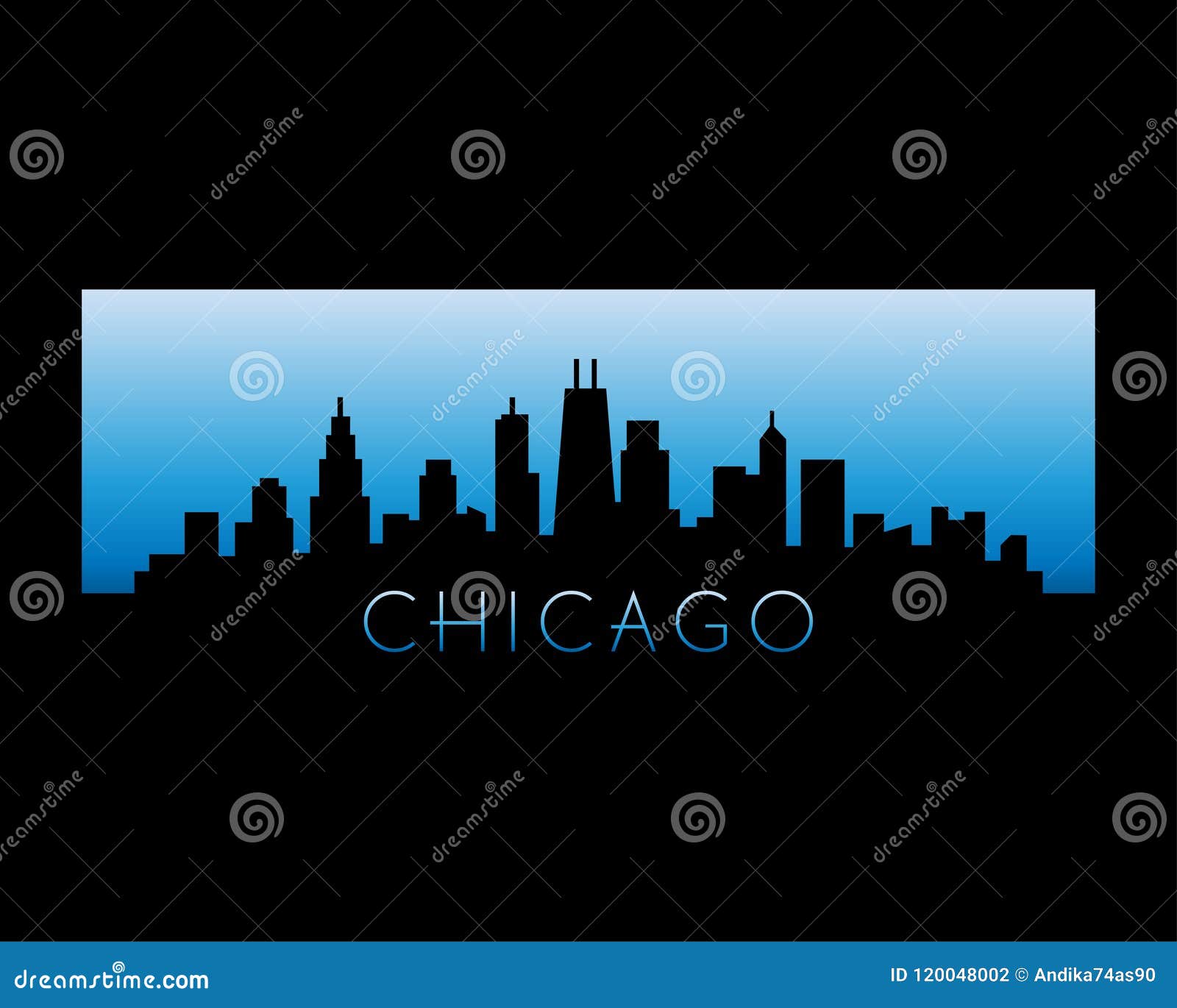Chicago City Skyline Vector Illustration Stock Vector - Illustration of ...