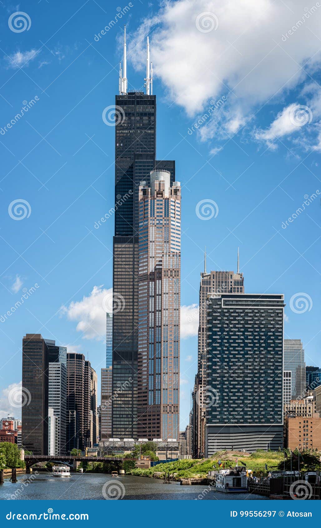 Chicago City Skyline with Willis Tower Stock Image - Image of ...