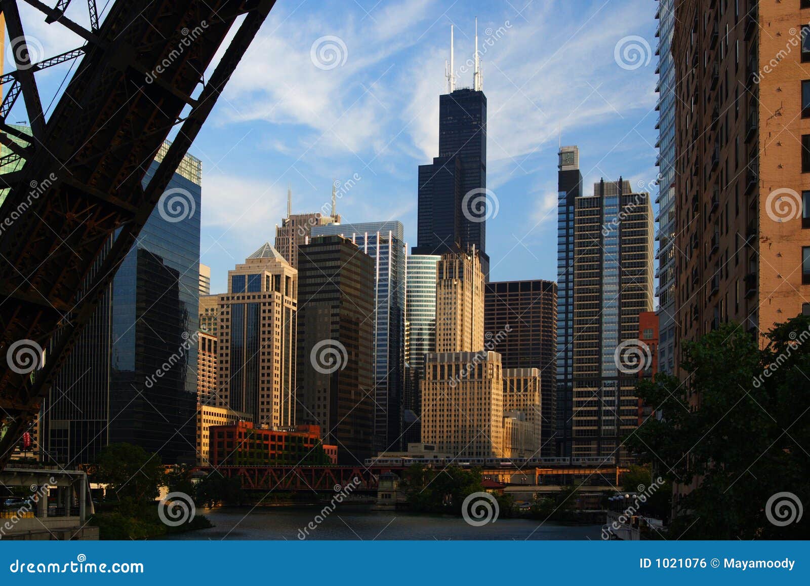 Chicago city view stock photo. Image of america, river - 1021076