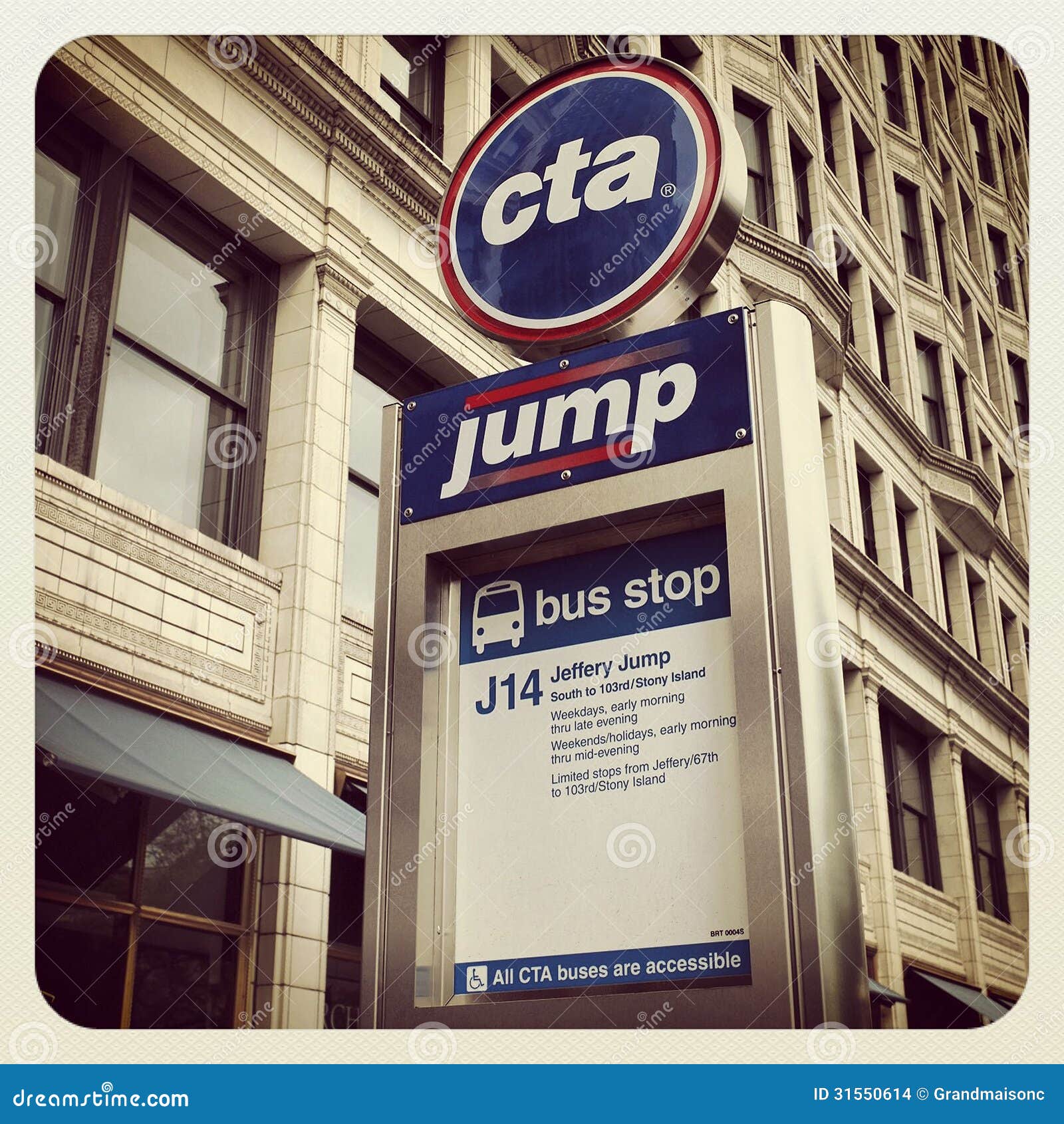 Chicago CTA bus sign editorial stock image. Image of logo - 31550614