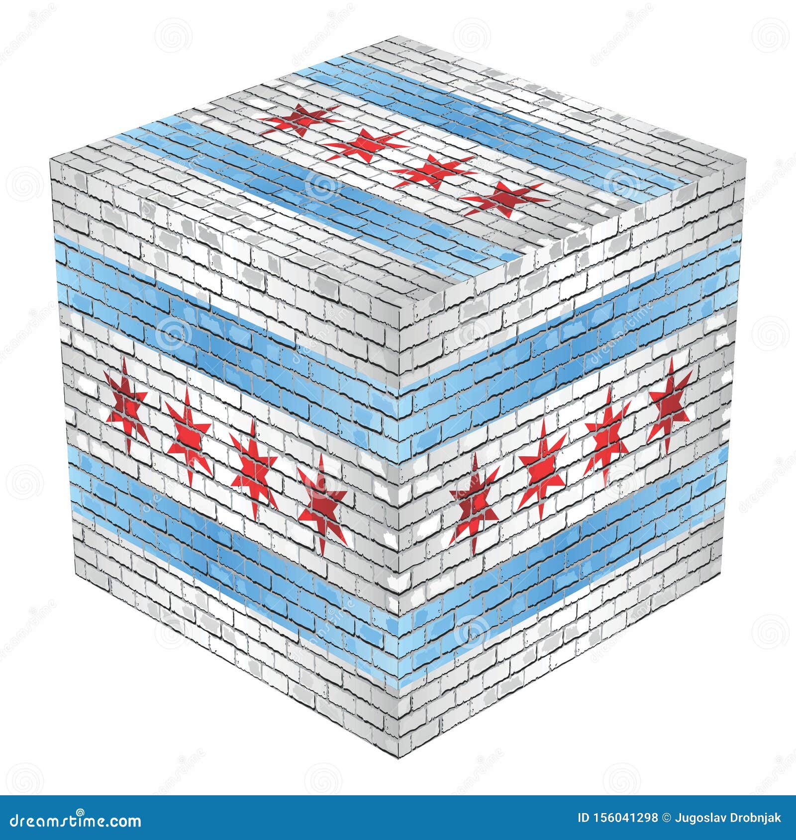 Chicago Cube in Made of Bricks Stock Vector - Illustration of building ...