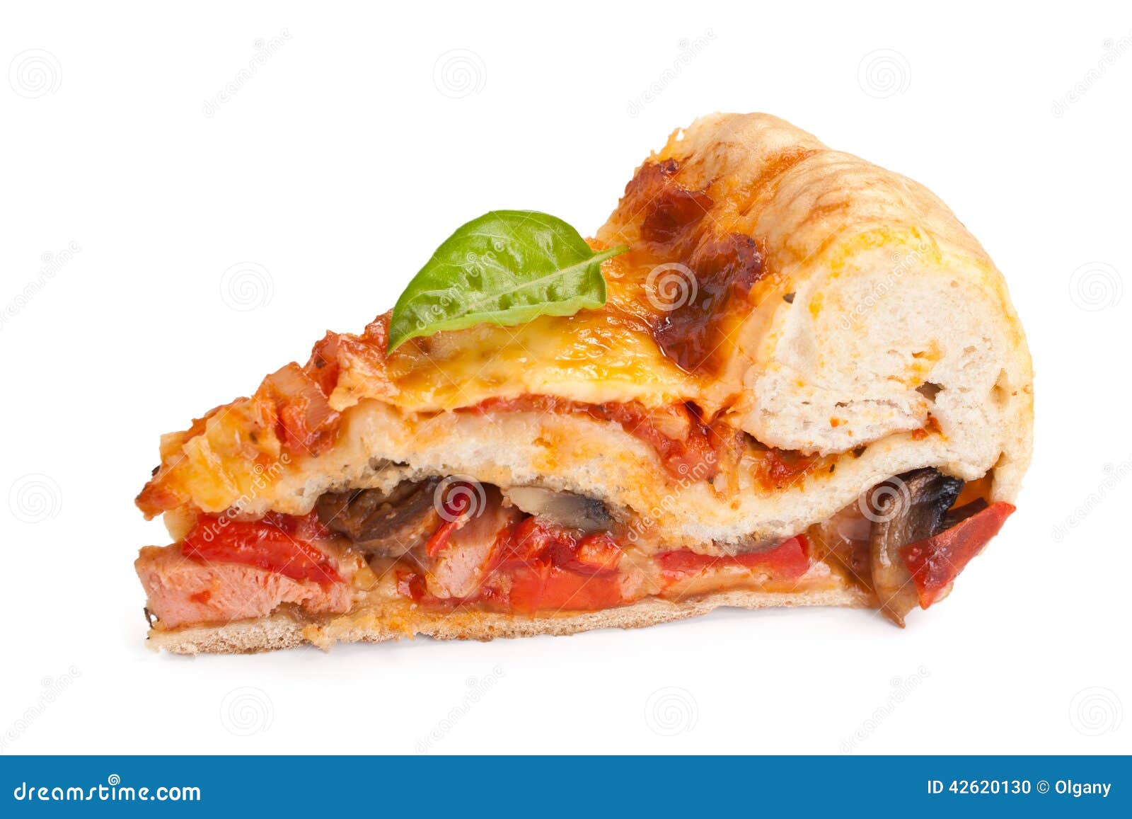 Chicago Deep Dish Stuffed Pizza Stock Photo - Image of basil, away ...