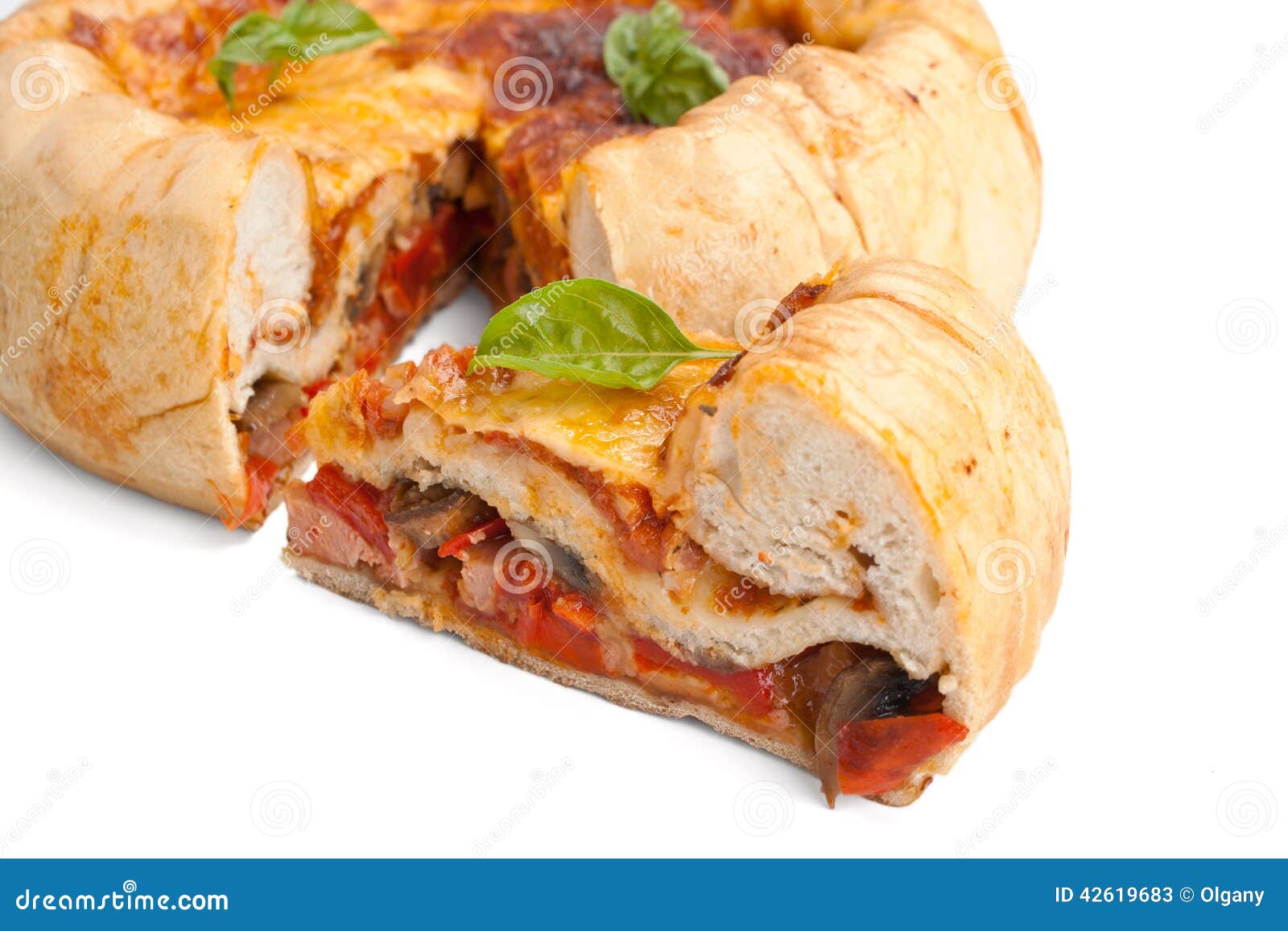 Chicago Deep Dish Stuffed Pizza Stock Image - Image of meat, food: 42619683