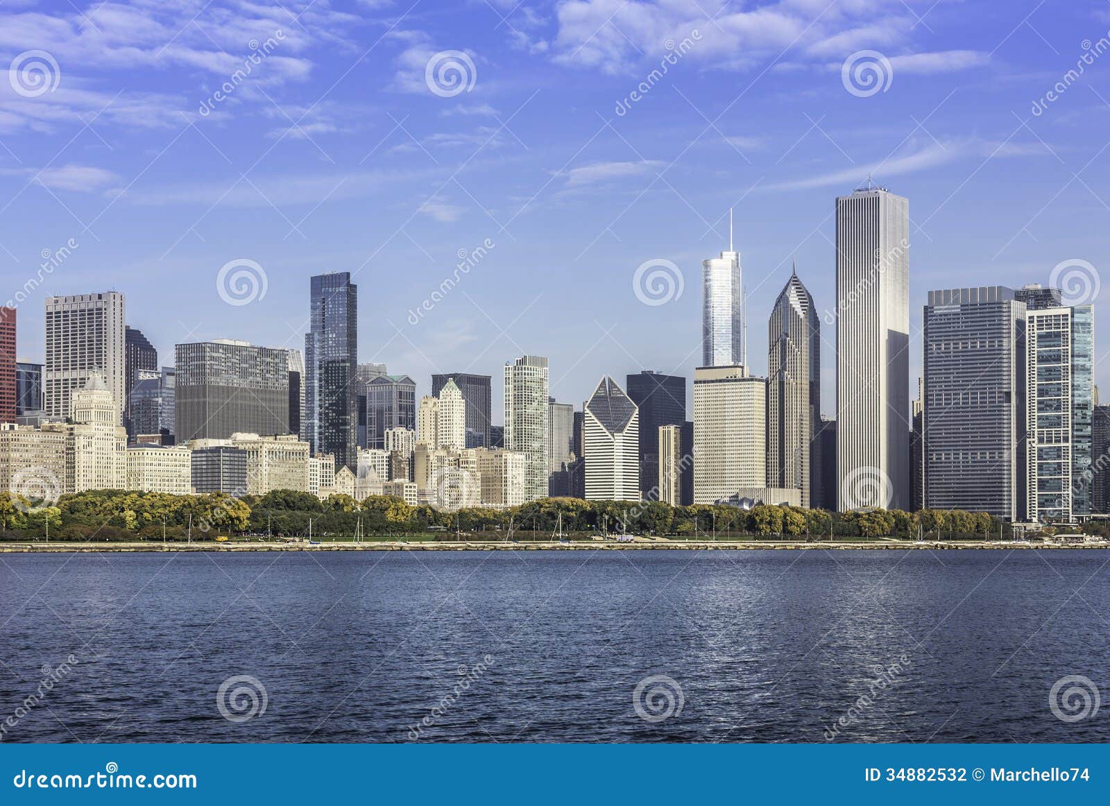 Chicago Downtown in Fall Scenery Stock Photo - Image of buildings, blue ...