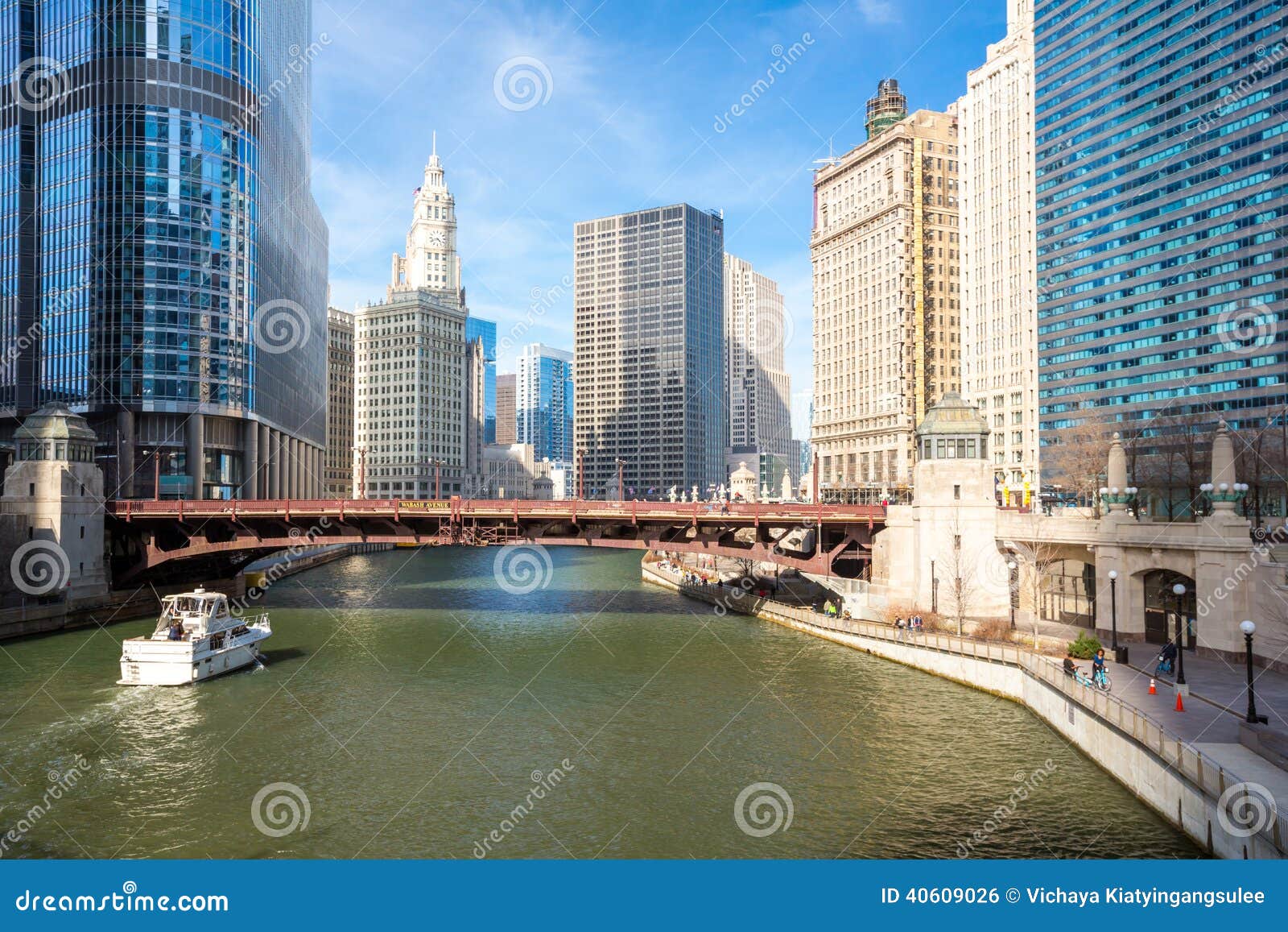 Chicago downtown and River stock photo. Image of destinations - 40609026